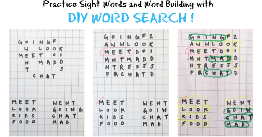 Practical Mom: DIY WORD SEARCH: Practice Sight Words & Word Building ...