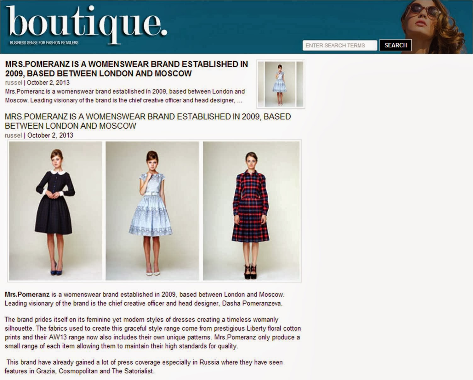 Mrs Pomeranz: Boutique Magazine