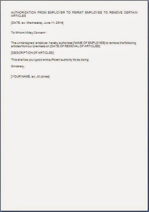Authorization Letter From Employer