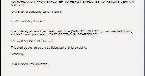 Authorization Letter From Employer
