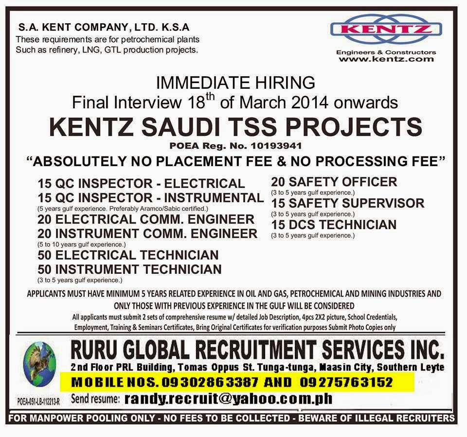 TN Instrumentation : Saudi KENTZ requirement for TSS Projects