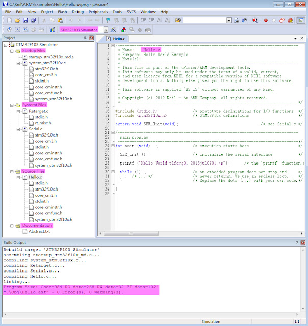 FongMcu: uv4 cm0 hello example study notes