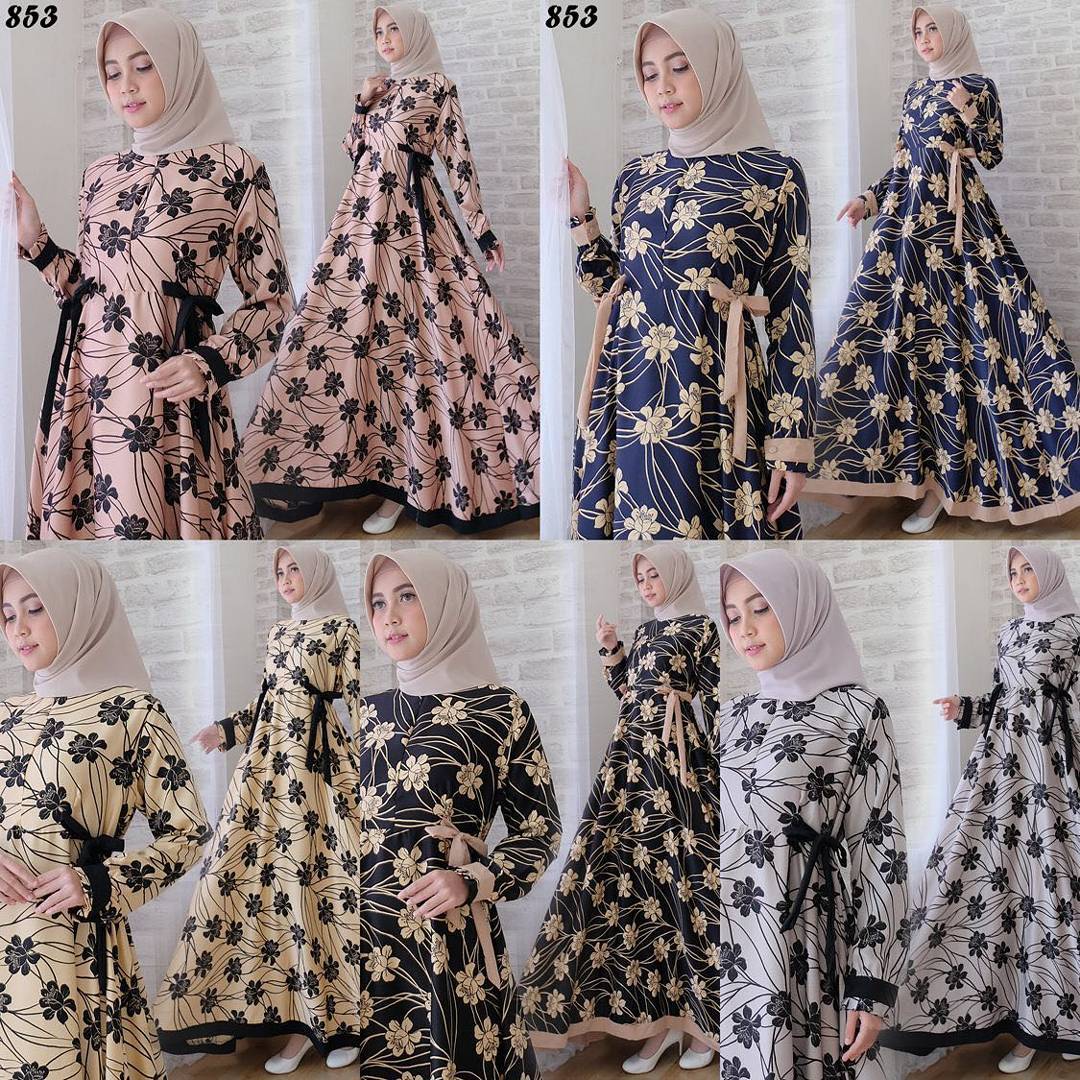 31 Model Terbaru Baju Gamis Lebaran / Pesta Wanita Motif Brokat Bunga ...