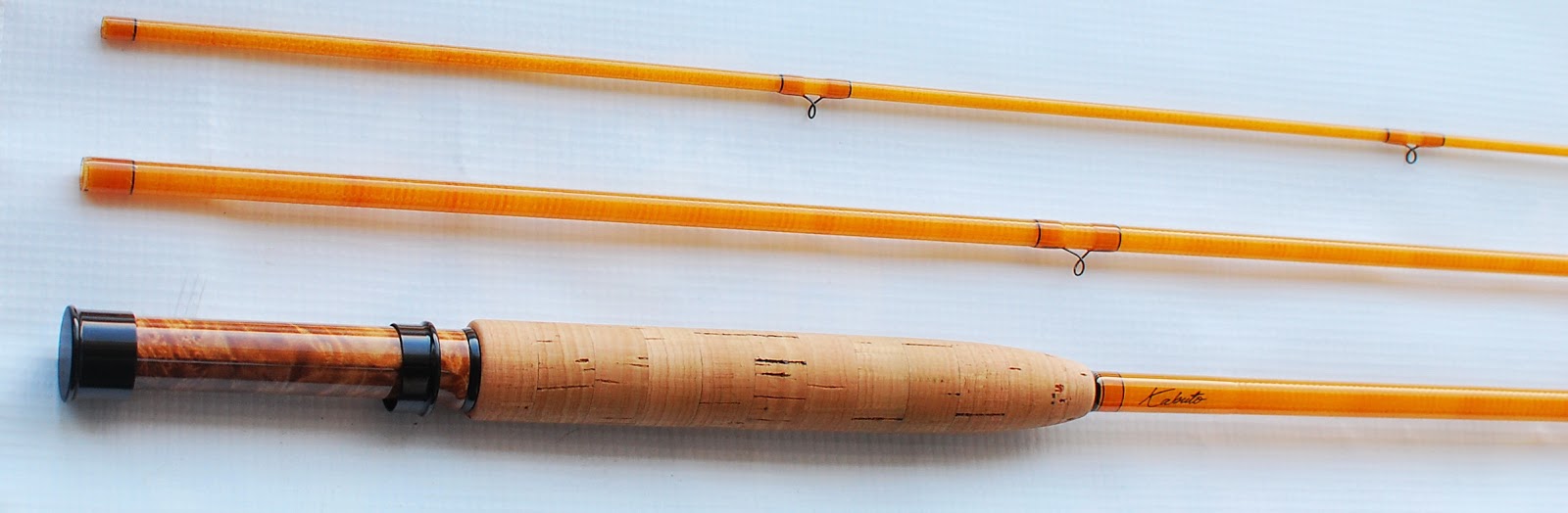 Handcrafted graphite and fiberglass fly rods: Kabuto brown