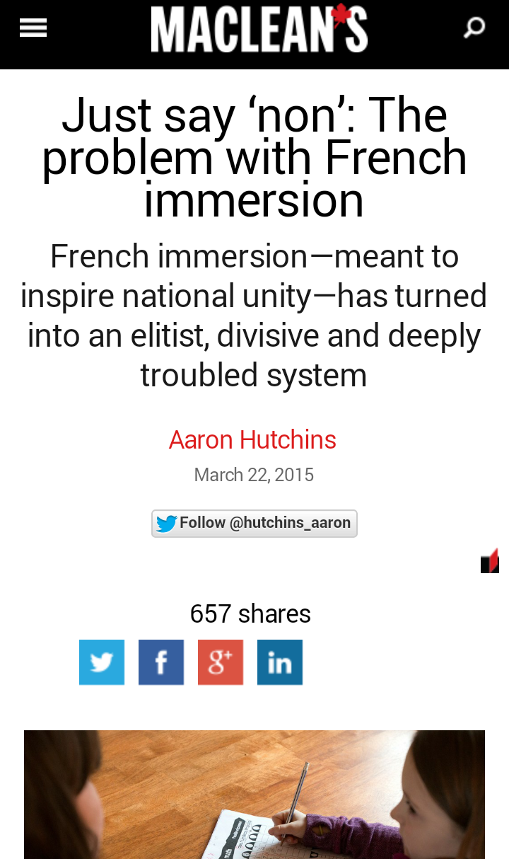 Thopinions: The problem with French immersion