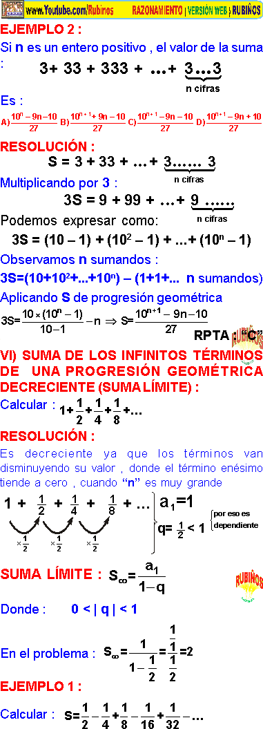 SERIES Y SUMATORIAS FÓRMULAS , MÉTODOS Y EJEMPLOS DE RAZONAMIENTO ...