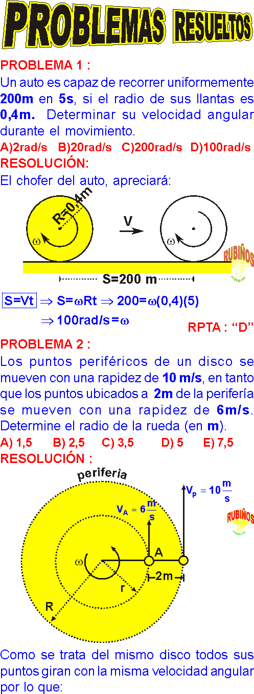 MOVIMIENTO CIRCULAR UNIFORME DE SECUNDARIA EJERCICIOS RESUELTOS MCU