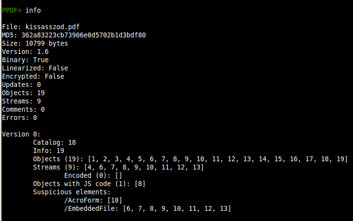 Análisis de un PDF malicioso con peepdf ~ Security By Default