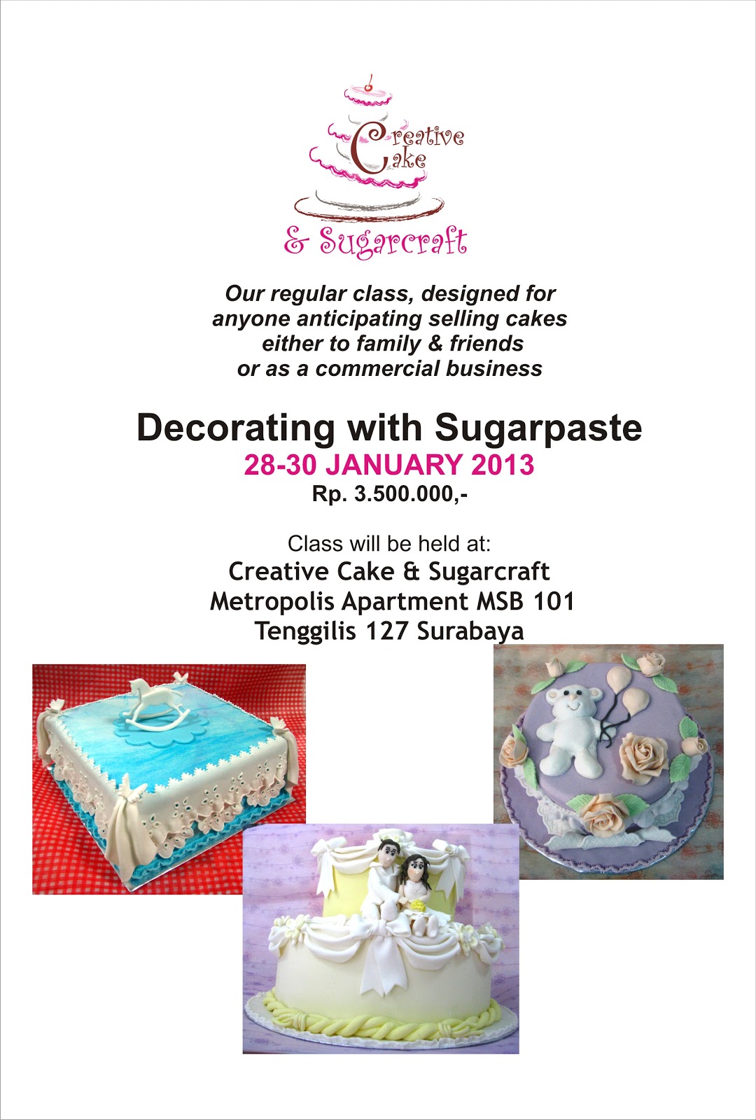 Creative Cake's Kitchen: CREATIVE CAKE COURSE SCHEDULE - JANUARY 2013