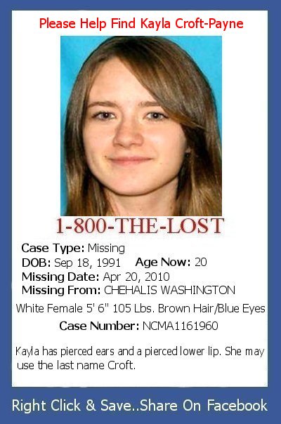 Posters To Help Find Missing Children: Kayla Croft-Payne