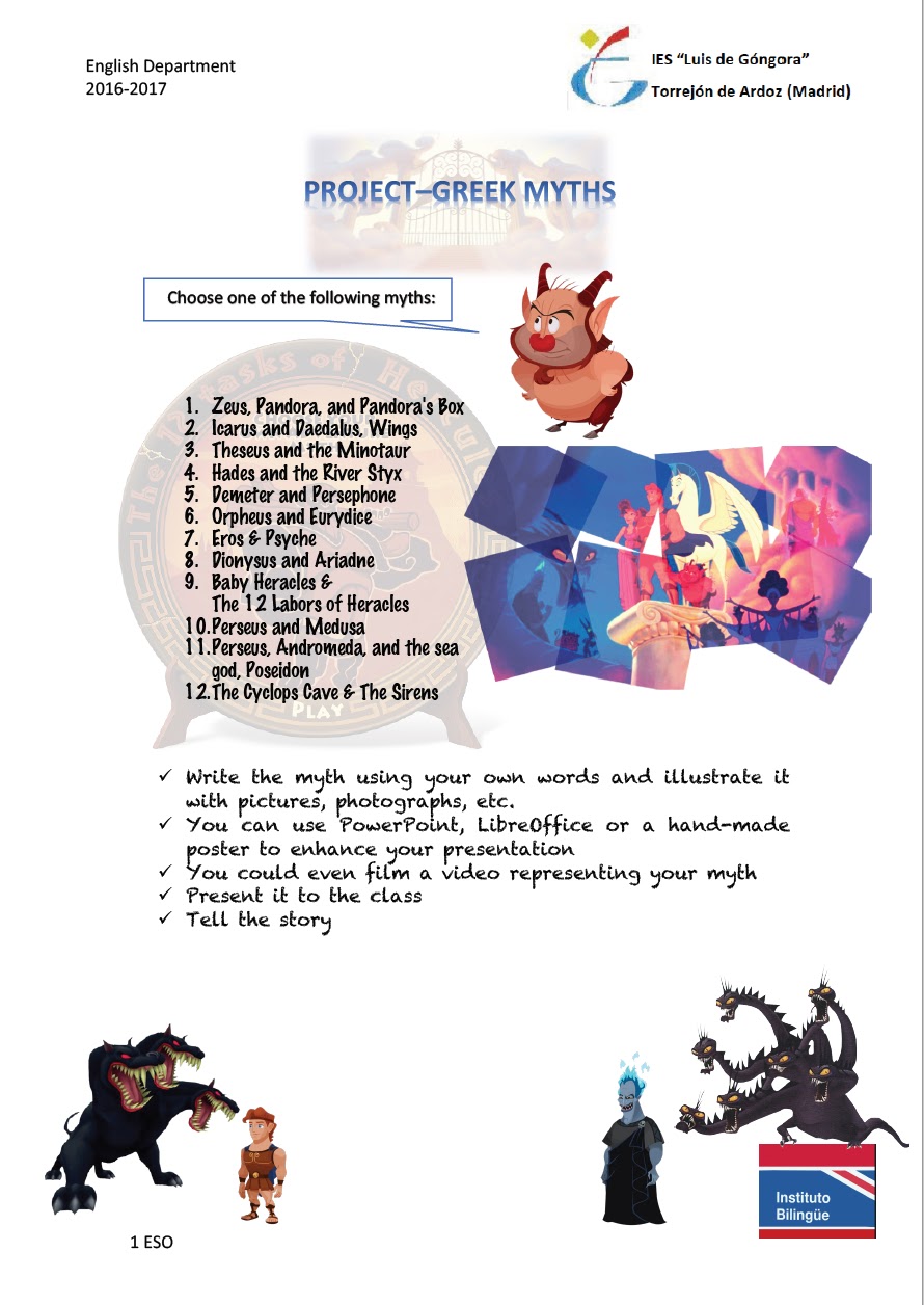 E.T The English Teacher: Greek mythology project