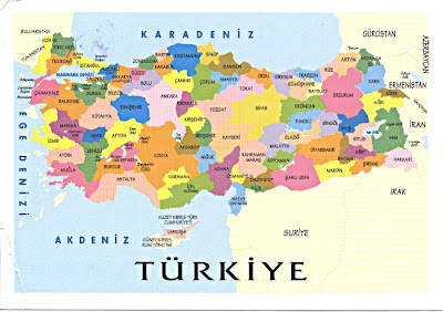 Postcard through the world: 150. Turcja, mapa panstwa