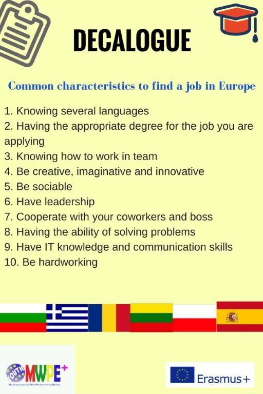 YOUTH, MULTILINGUALISM AND WORK PERSPECTIVES IN EUROPE : EUROPEAN DECALOGUE