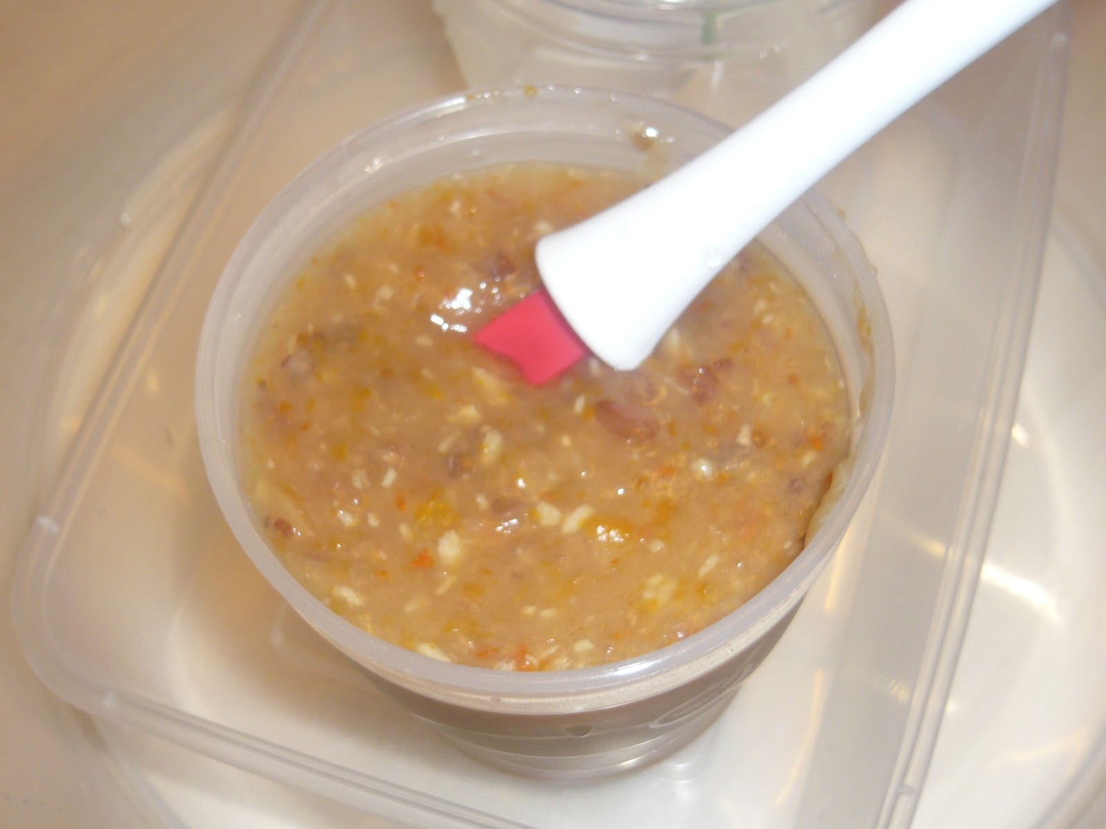 EATING WITH PEBBLES: cod fish and carrot porridge