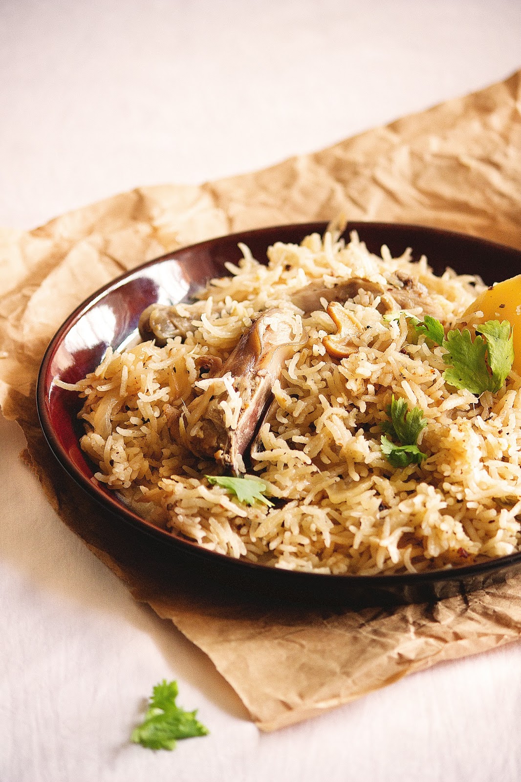 White Chicken Pulao / White Rice Pilaf with Chicken