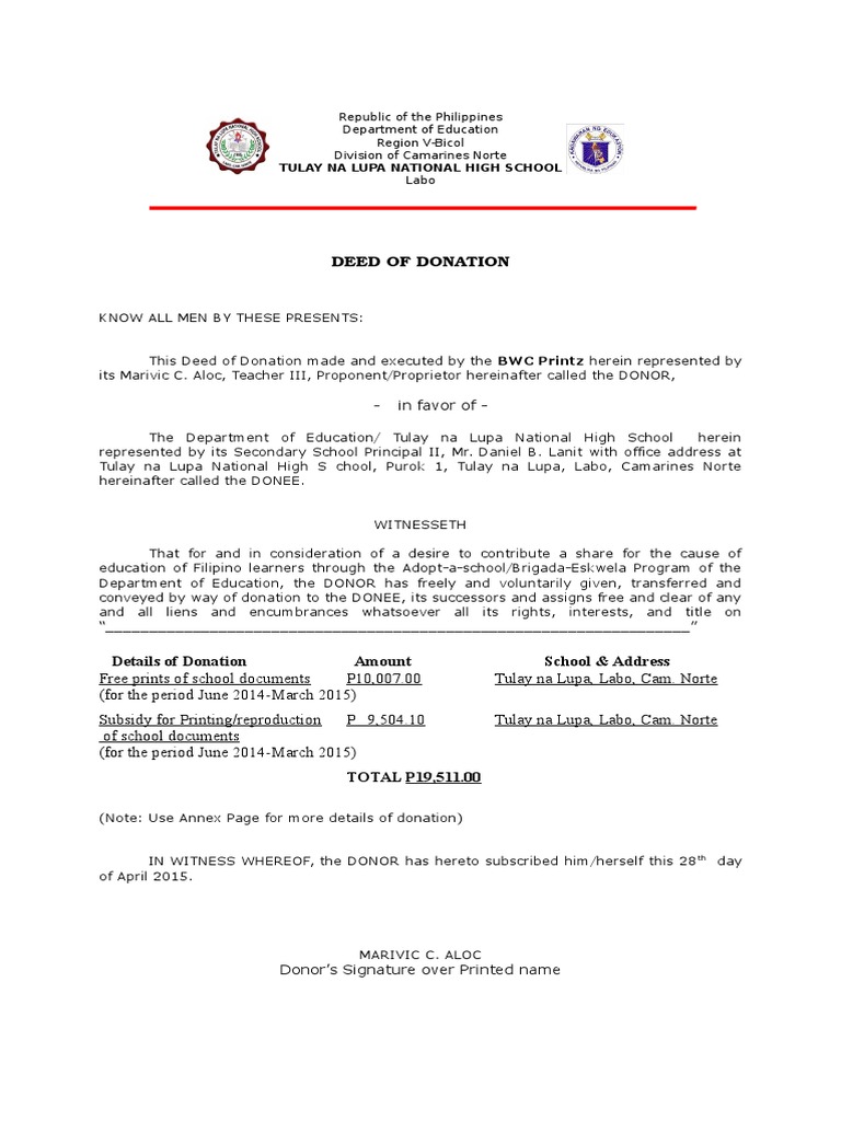 deed of donation - philippin news collections