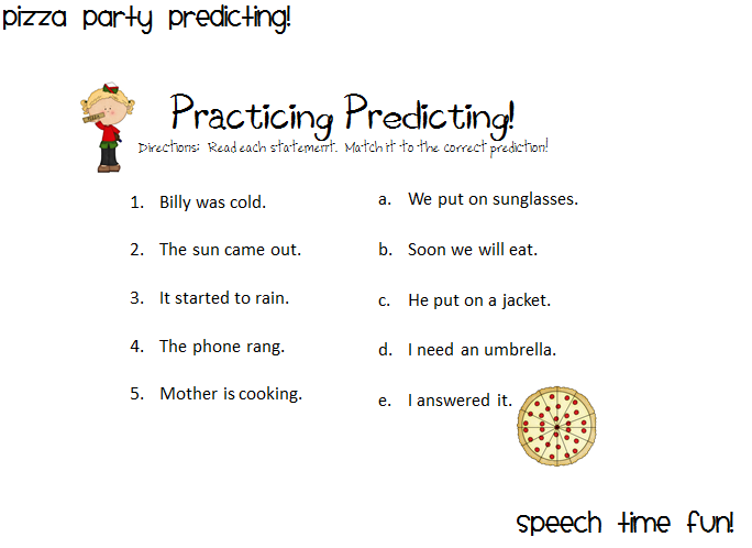 Pizza Predicting Party! - Speech Time Fun: Speech and Language Activities
