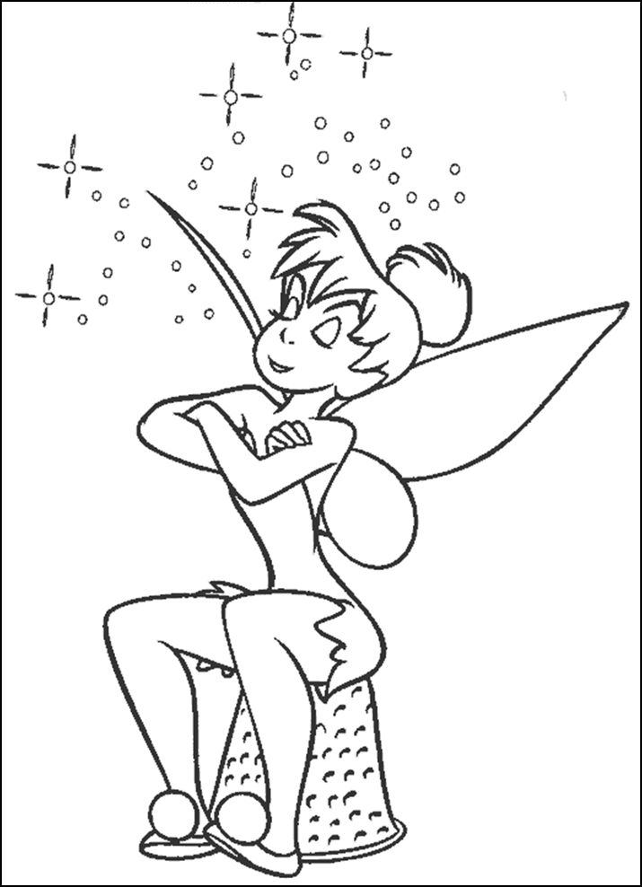 Campanita sentada en un dedal para colorear - COLOREA TUS DIBUJOS