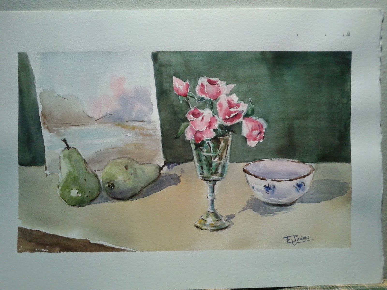 Cuadros al oleo y acuarelas: Cuadro a la acuarela. Bodegón con peras y ...