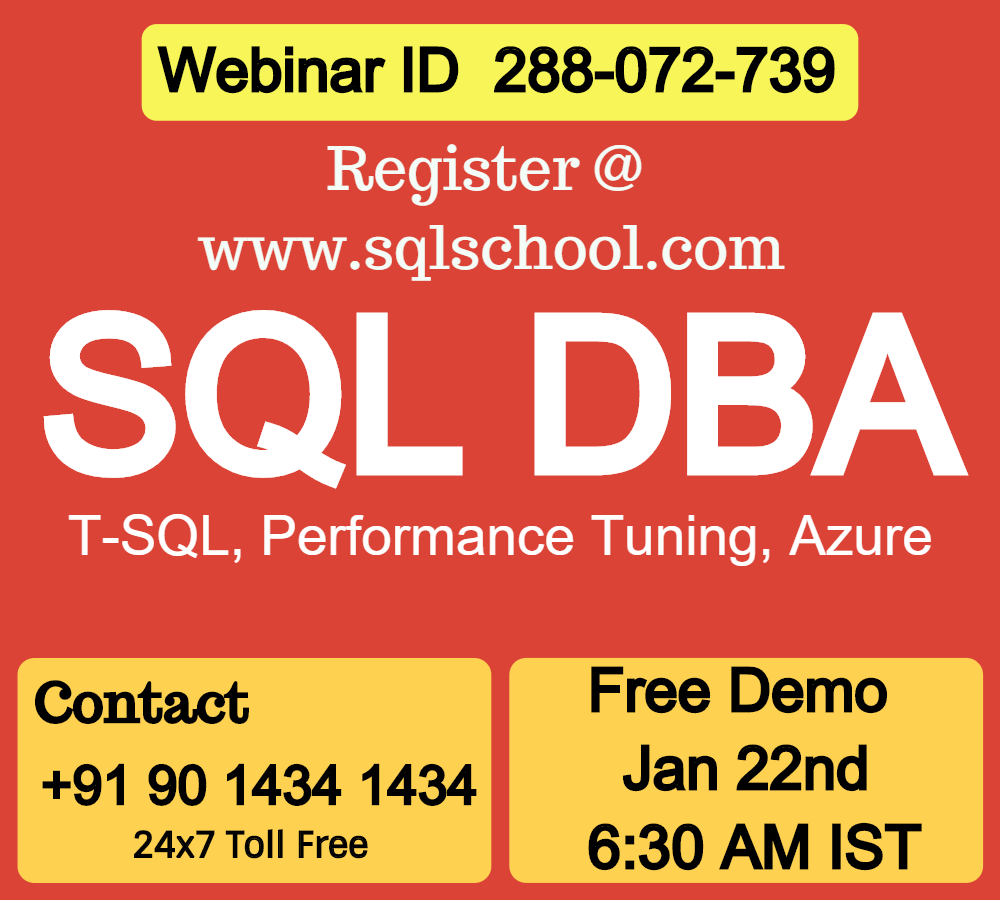 SQL DBA Online Trainings at SQL School Training Institute