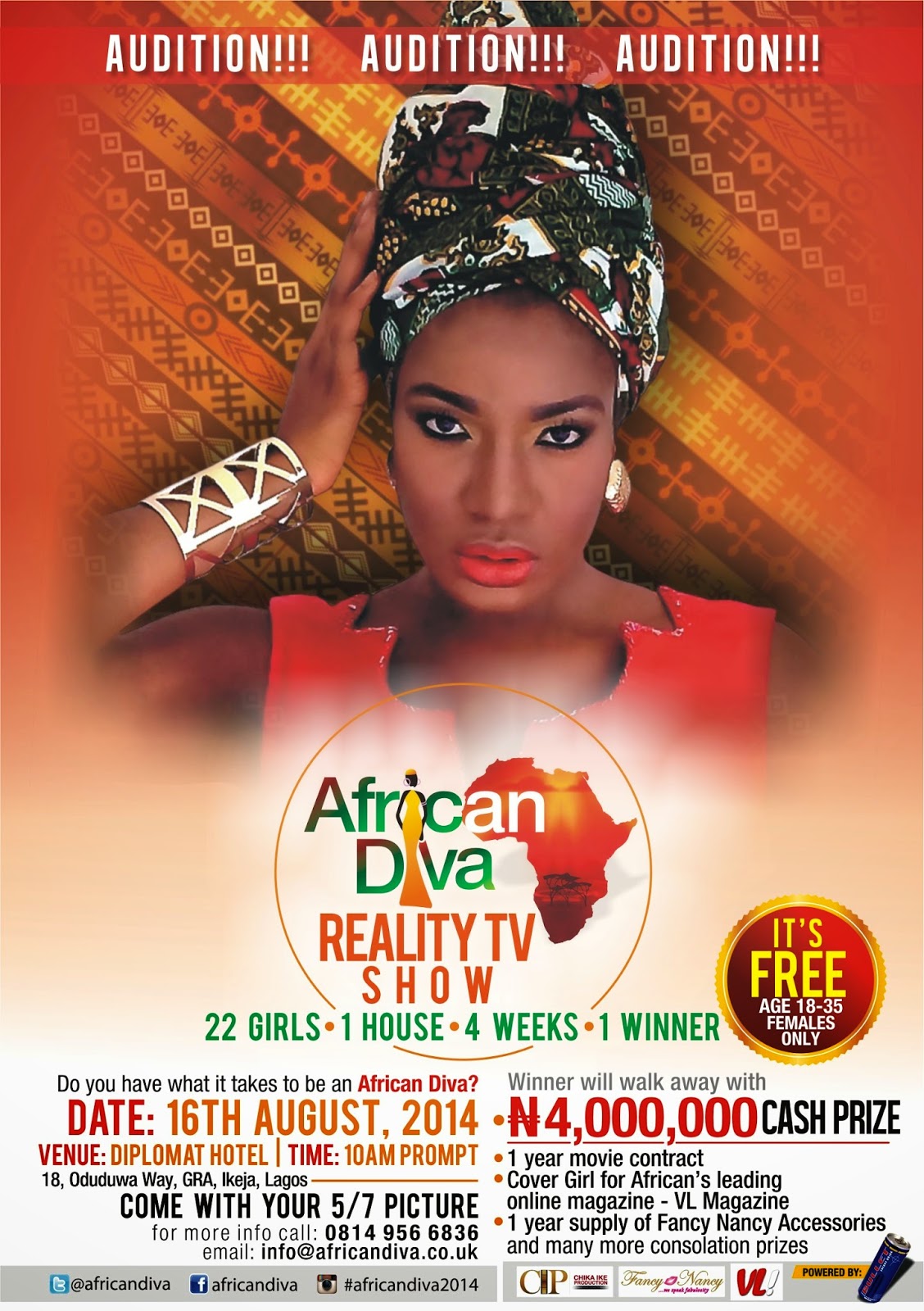 Nollywood by Mindspace: CHIKA IKE TO HOLD AUDITION FOR NEW REALITY TV SHOW