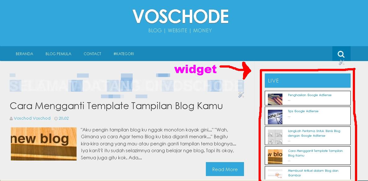Cara memasang Widget, Gadget di Blogger ~ Voschode