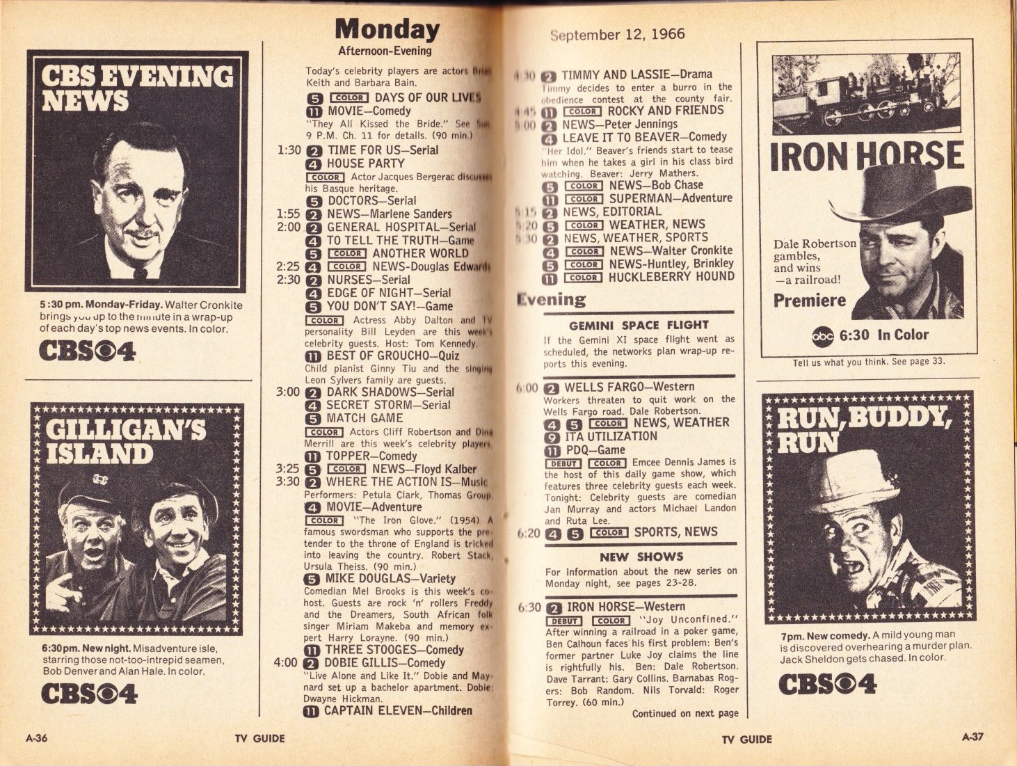Garage Sale Finds: What was on TV September 10th through 16th, 1966 ...