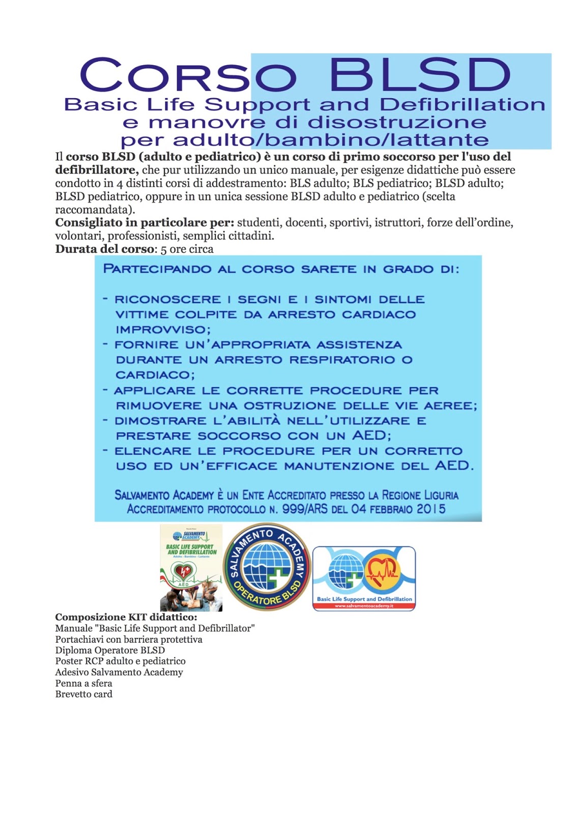 Il dottor Ferrando Alberto: CORSI ANTISOFFOCAMENTO, RIANIMAZIONE ...