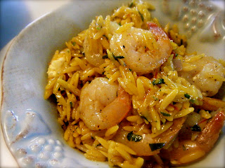 Katie-Kate's Kitchen: Saffron Orzo with Shrimp Salad