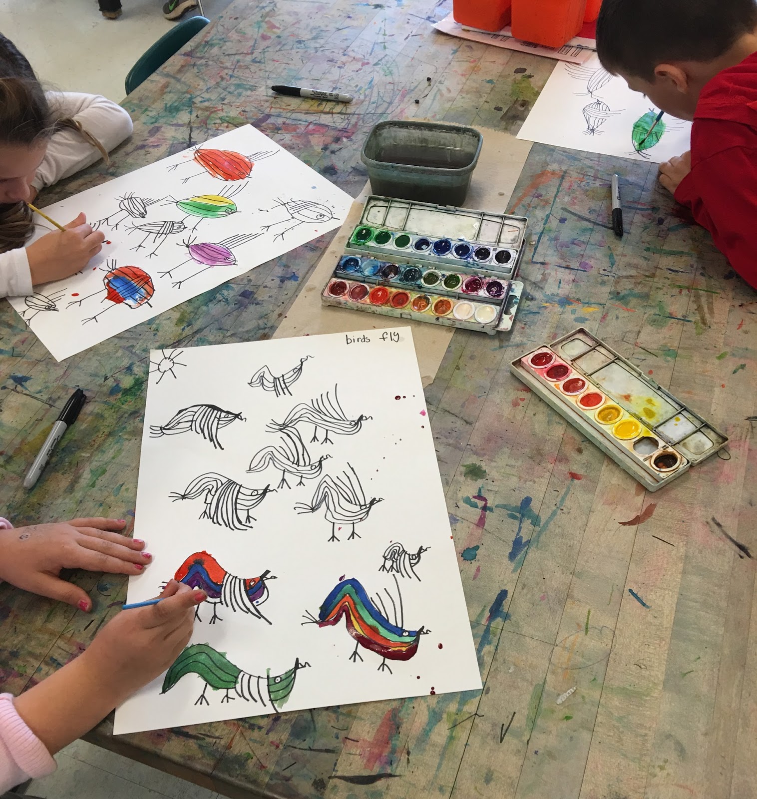 Art Room Blog: 1st Grade Abstract Line Birds--Part of our STEAM Project...