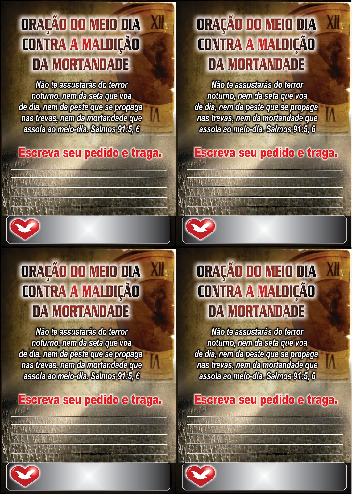 Trabalho Universal 4 Modelos Folhetos Neutro OraÇÃo Do Meio Dia