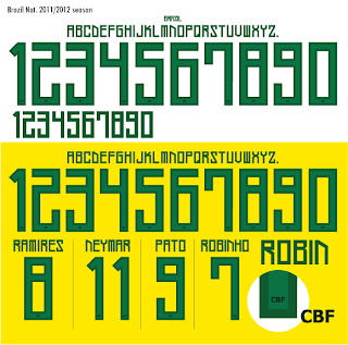 Football teams shirt and kits fan: Font: Brazil 2011-12