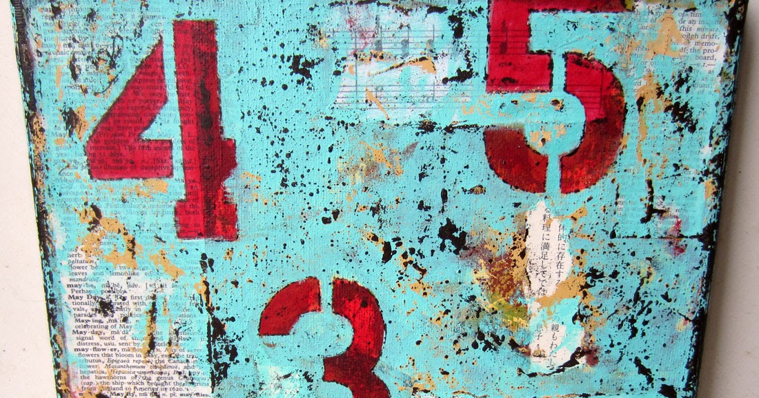 peaceofpi studio: Numbers Mixed Media Painting