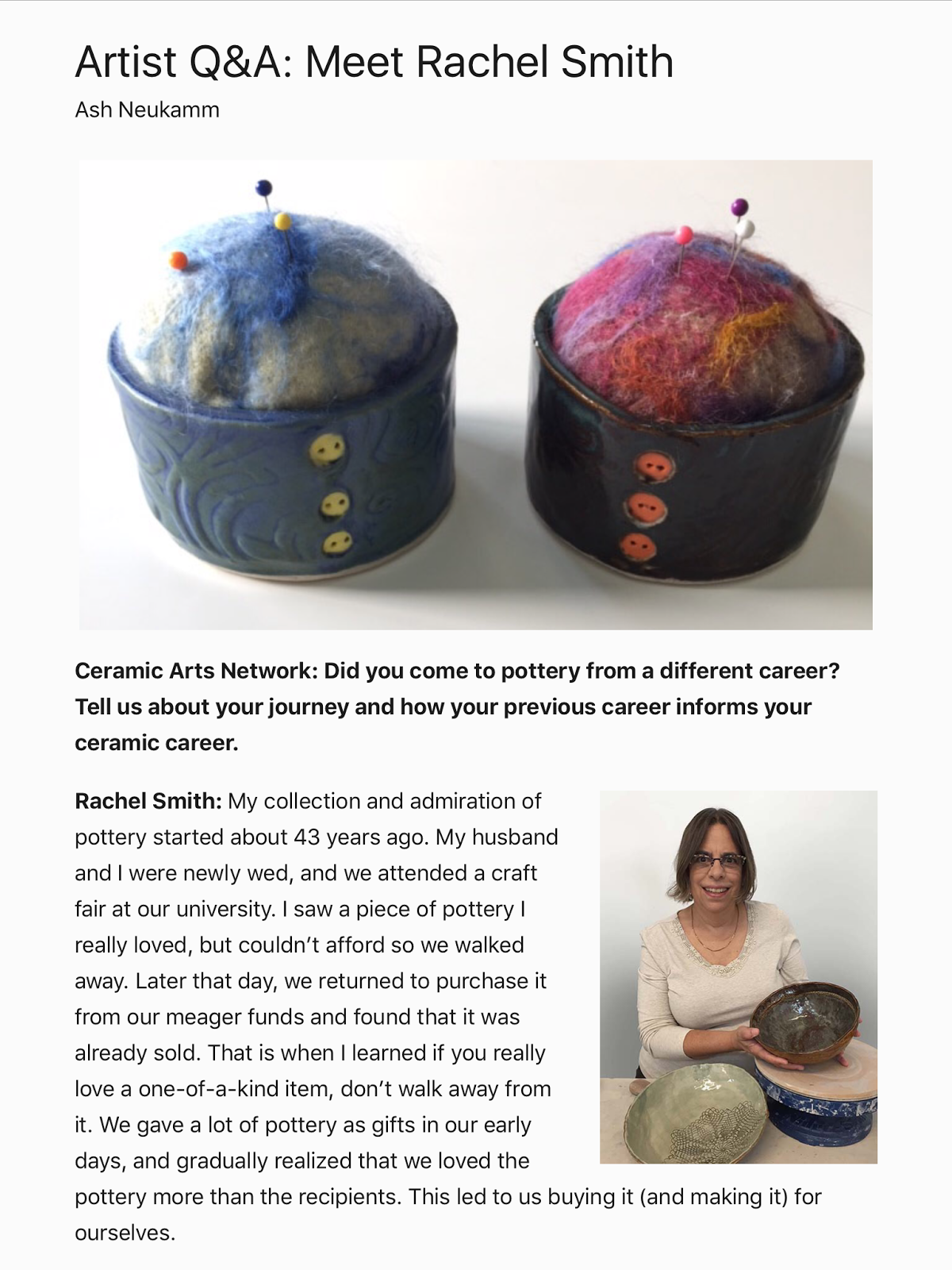 Clay Club: Ceramic Arts Network features Rachel Smith of Reems Creek ...