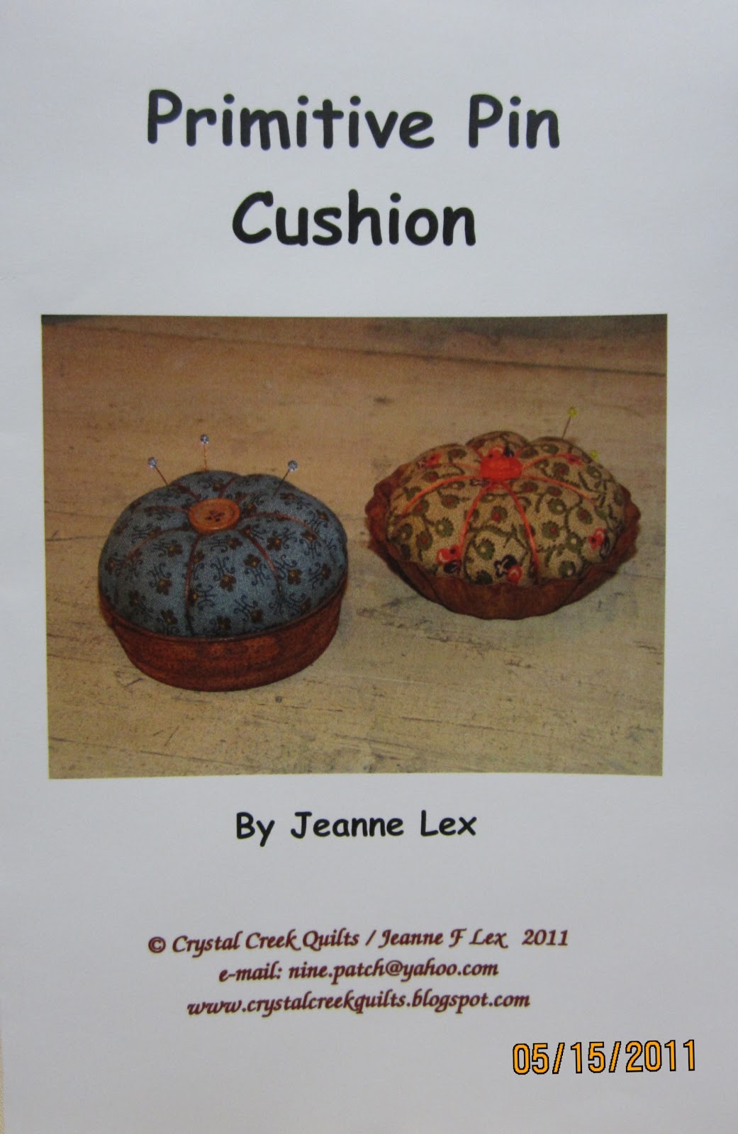 Crystal Creek Quilts: Primitive Pin Cushion Pattern
