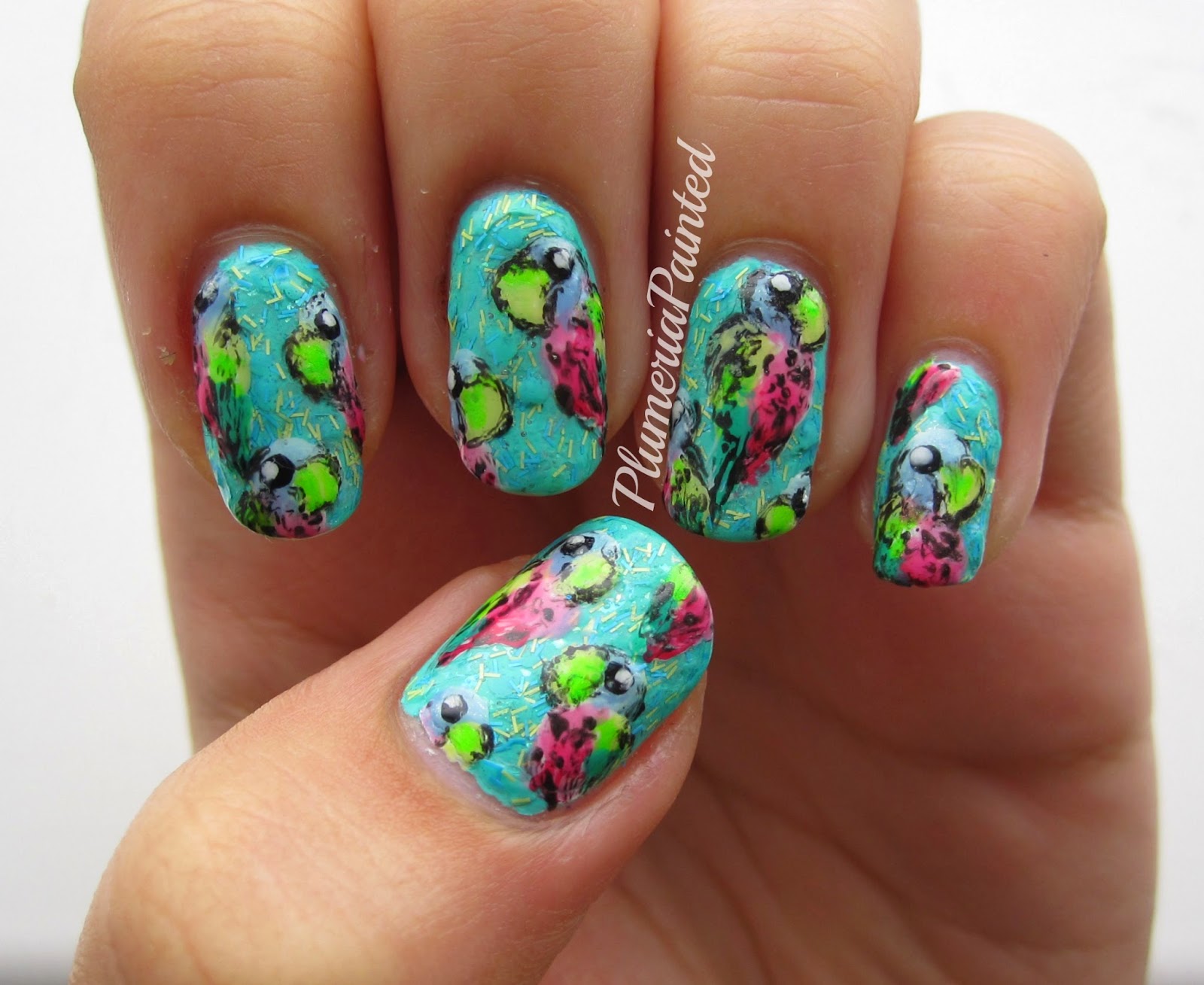 PlumeriaPainted: Parrot Print Nails
