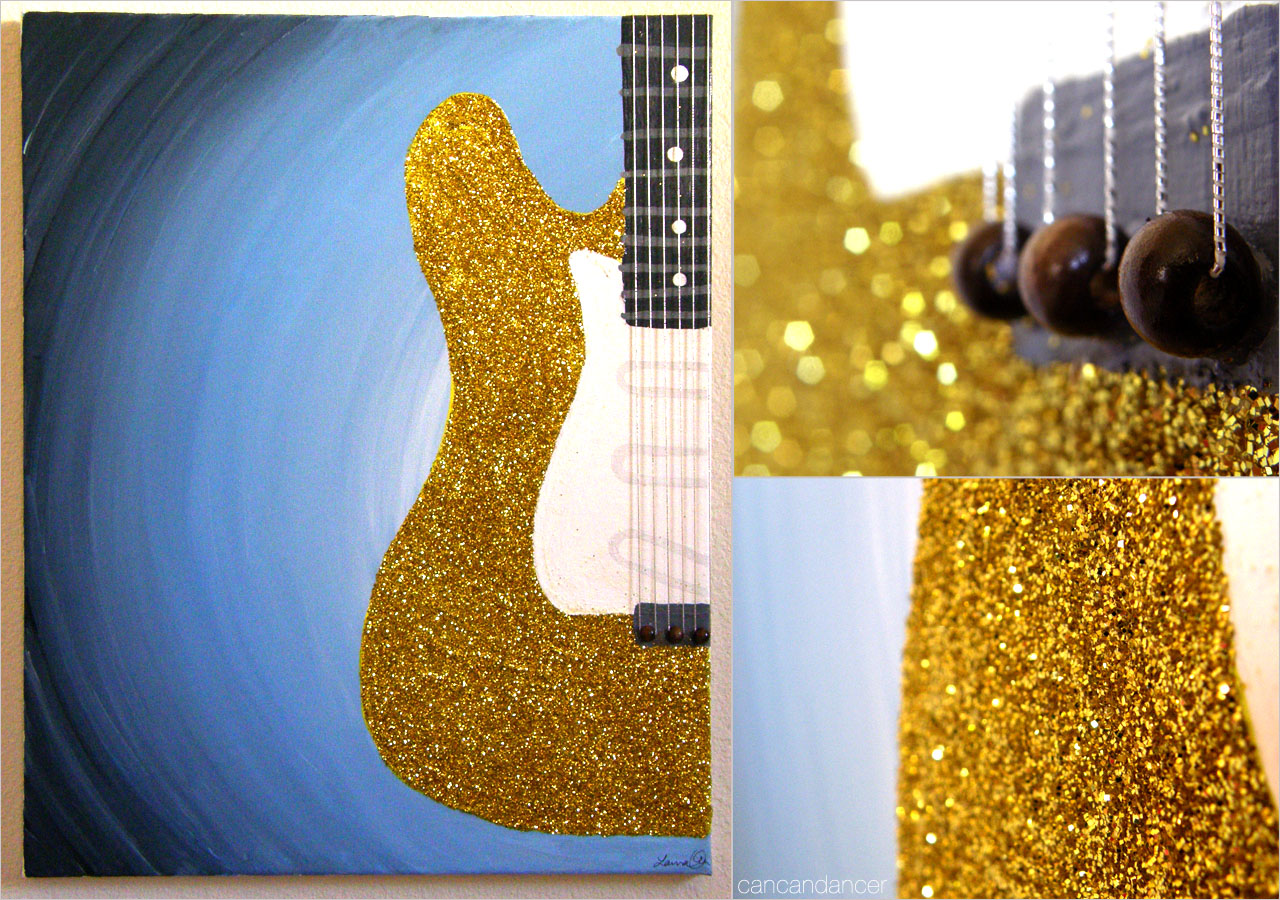 Can Can Dancer Glitter Guitar Painting can-can-dancer-glitter-guitar-painting