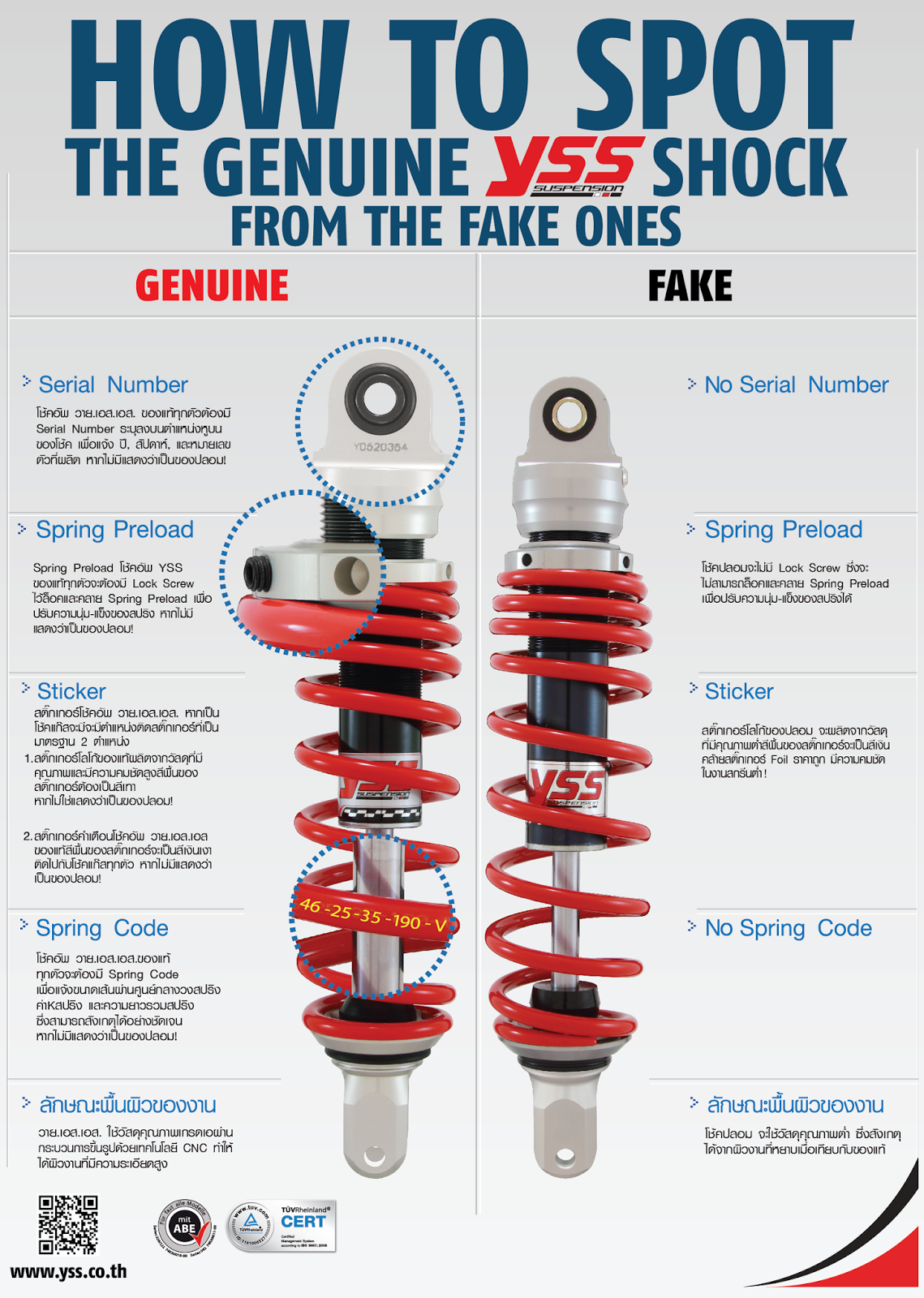 YSS THAILAND : How to spot the genuine yss shock from the fake ones มา ...