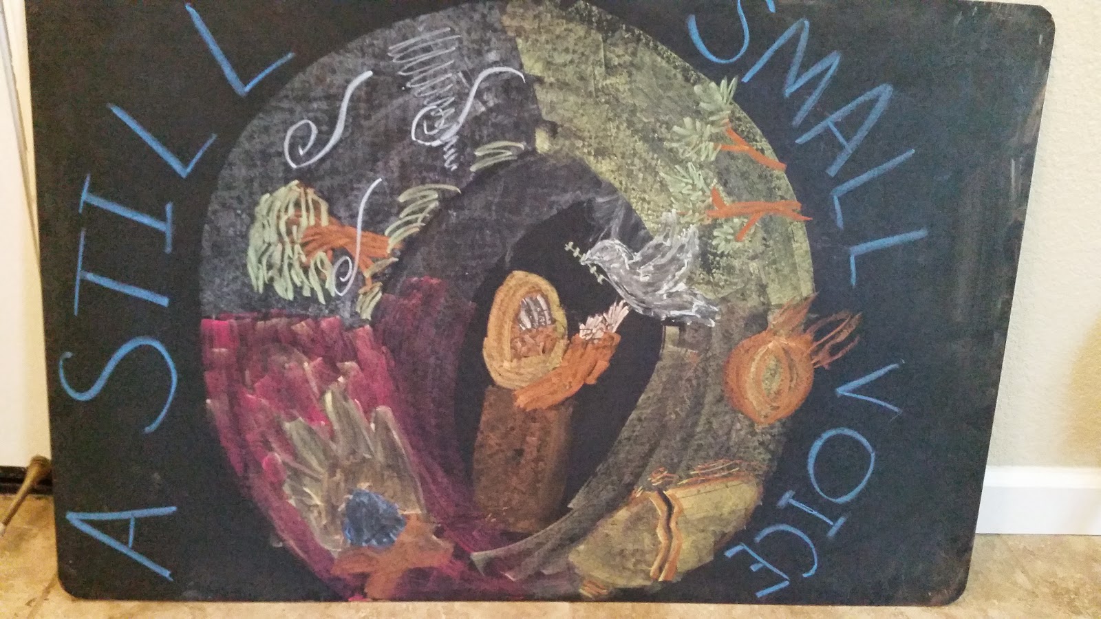 My Full Time Job: Elijah and the Still, Small Voice Chalkboard Drawing