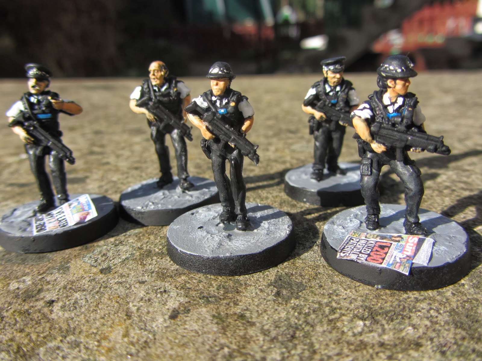 wargames and walking: Uk armed police.