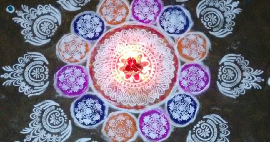 Beautiful Rangoli Designs: Huge Circle Rangolis For Vasant Panchami