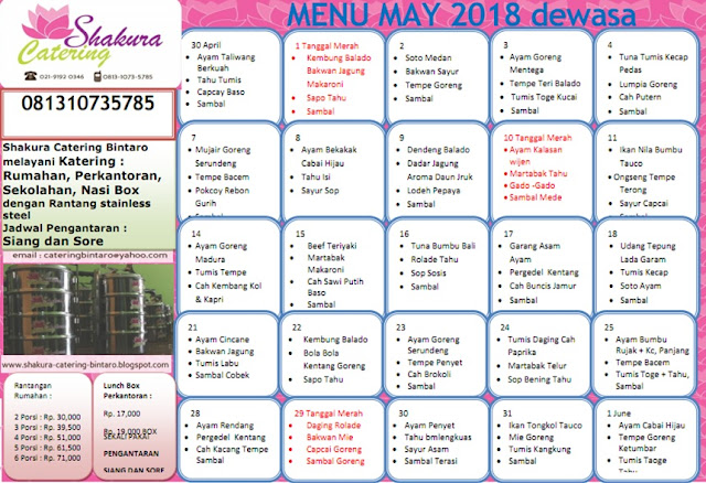 Menu Katering Rumahan Rantangan dan Anak Daerah Bintaro, Alam Sutera ...