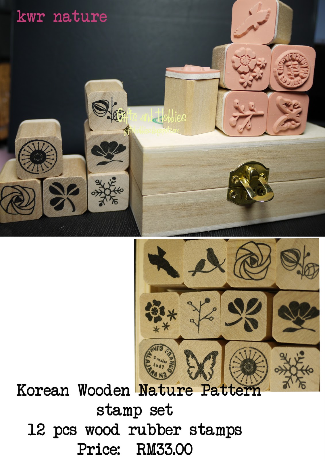gifts and hobbies corner: korean wooden Nature Pattern stamp set RM30.00