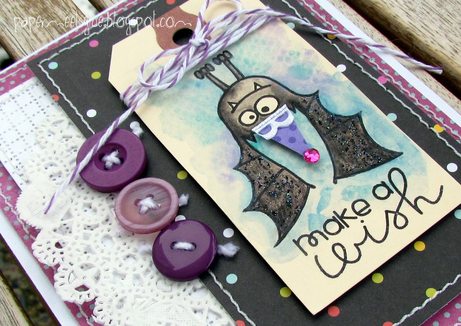 Paper meets glue: Make A Wish....Batty Birthday Card
