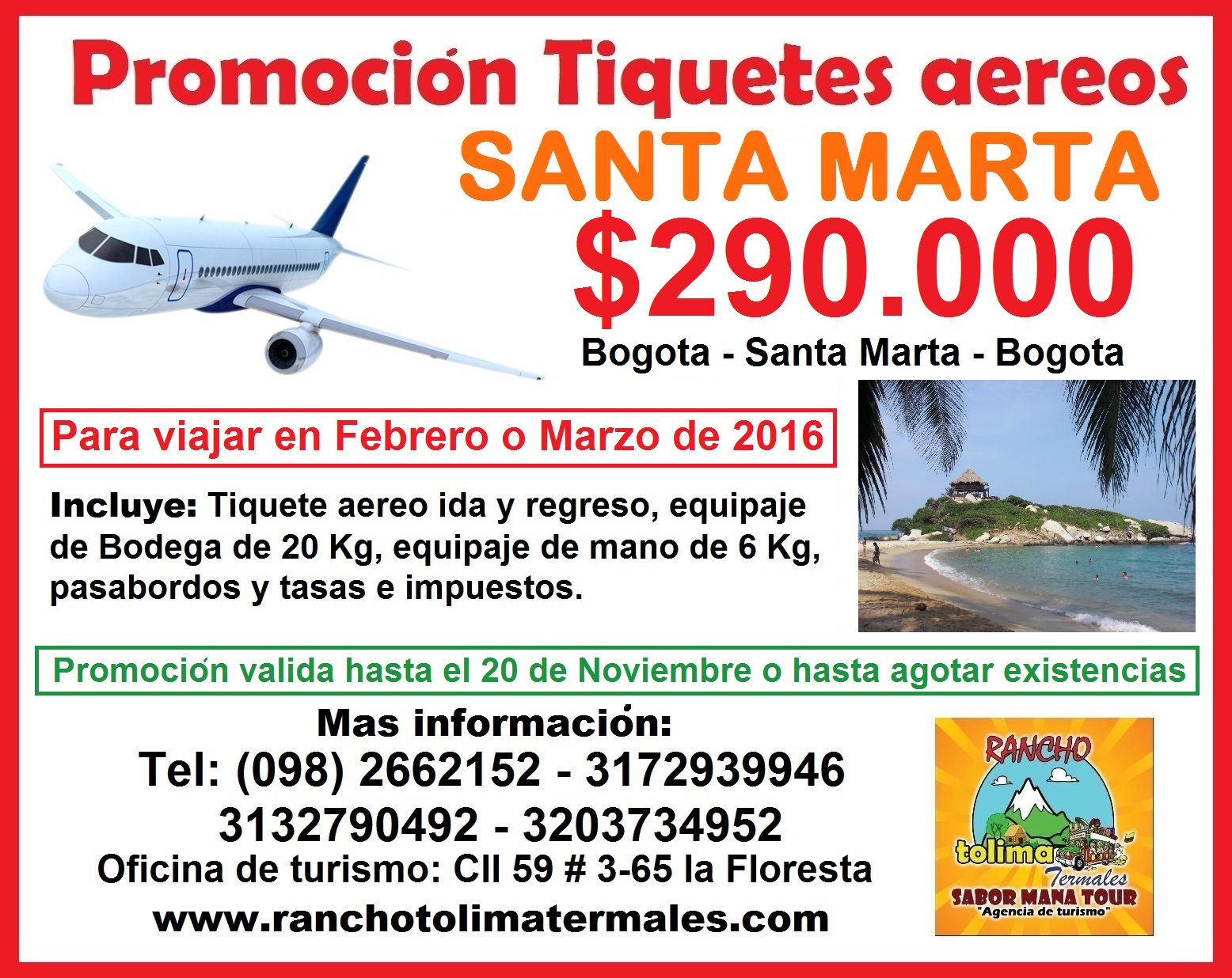 SABOR MANA TOUR: PROMOCIÓN DE TIQUETES AÉREOS A SANTA MARTA PARA VIAJAR ...