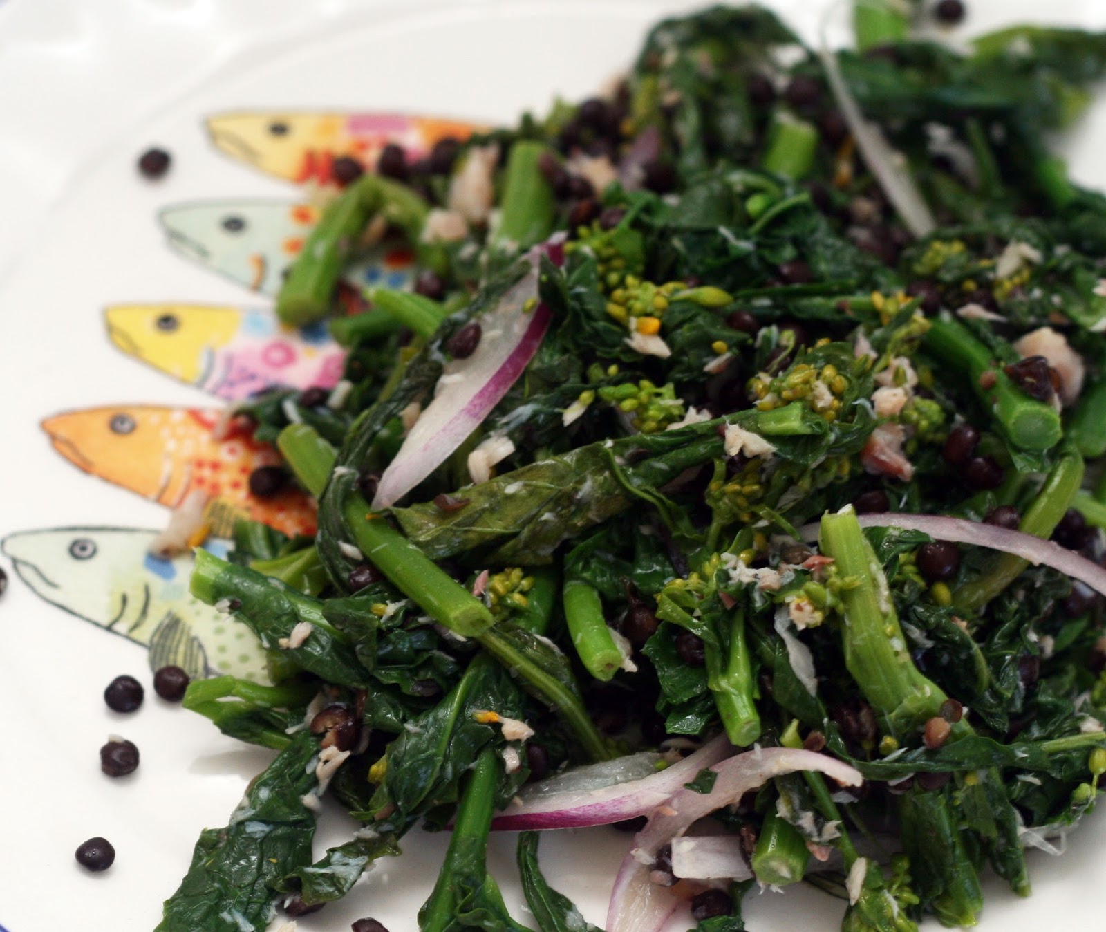 Rapini, Smoked Trout and Beluga Lentil Salad – Coconut & Lime