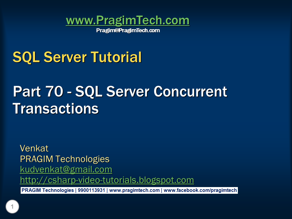 Sql Server Net And C Video Tutorial Sql Server Concurrent Transactions