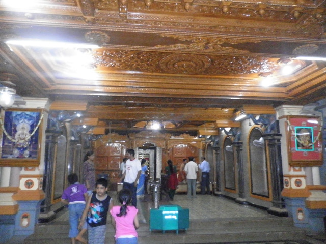 Wood carvings on ceiling of a temple