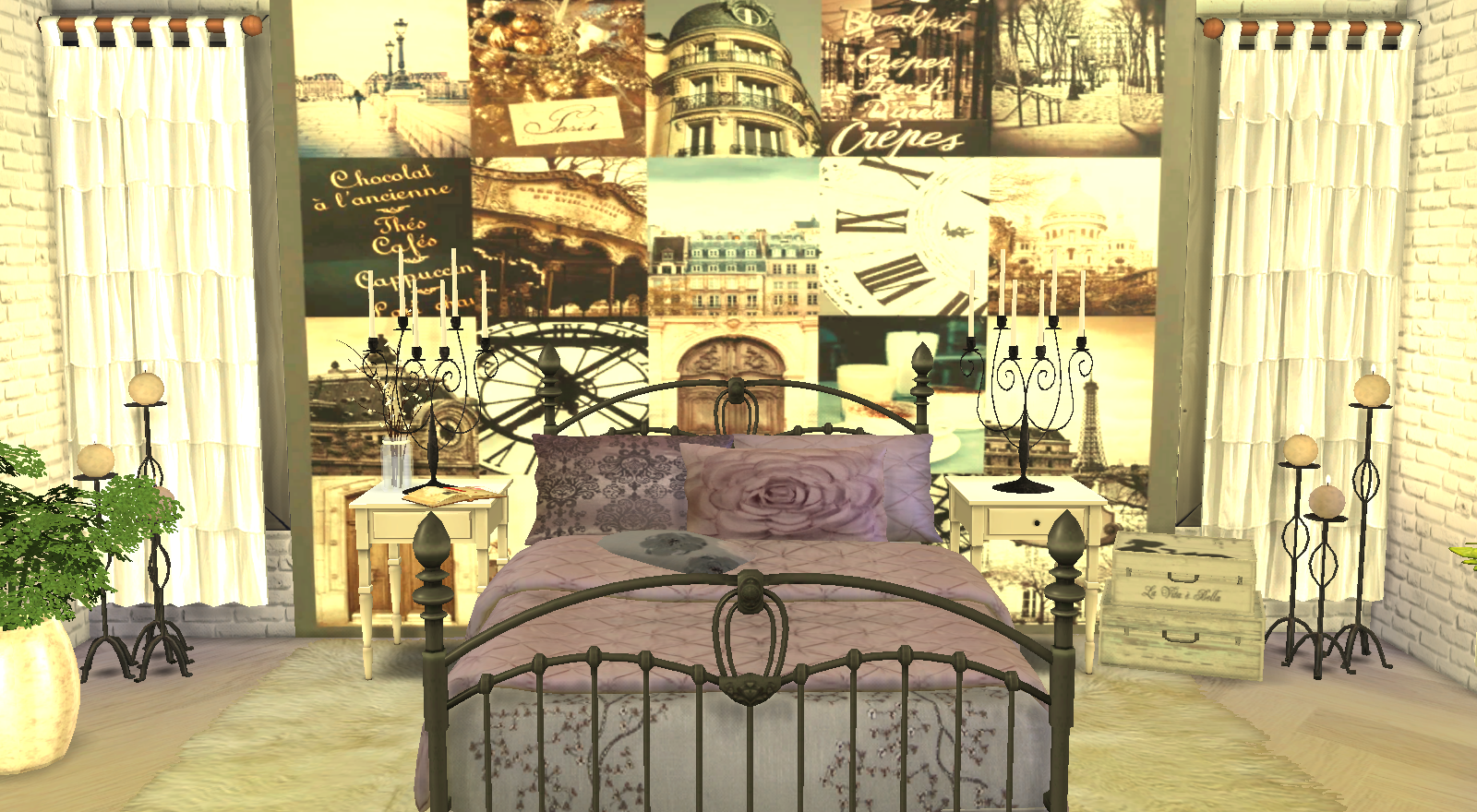 My little The Sims 3 World: Wall Mural&Bed Blankets+Pillows