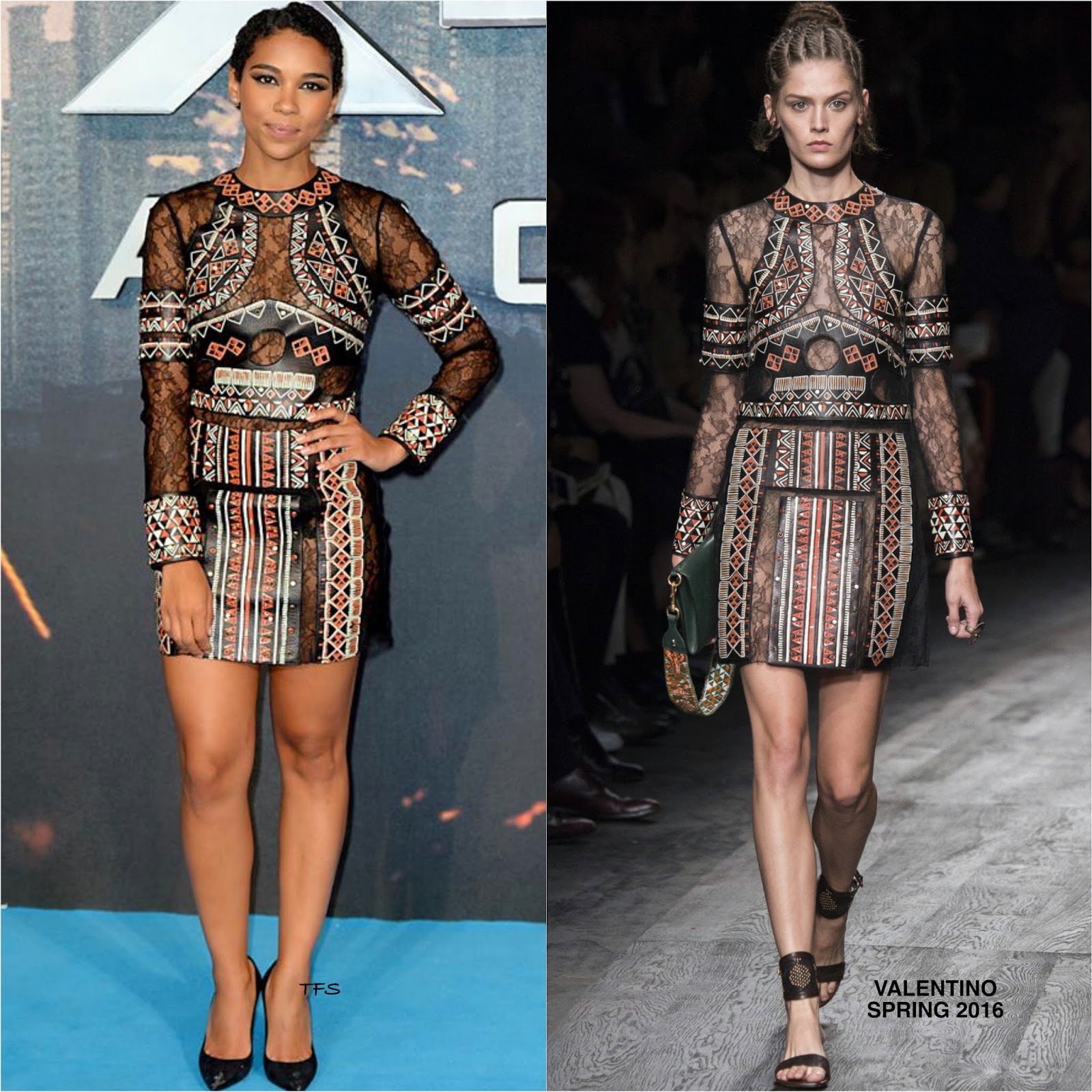 Alexandra Shipp in Valentino at the X-Men Apocalypse London Fan Screening